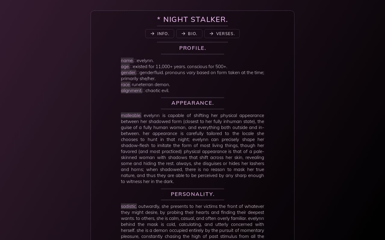 * NIGHT STALKER.